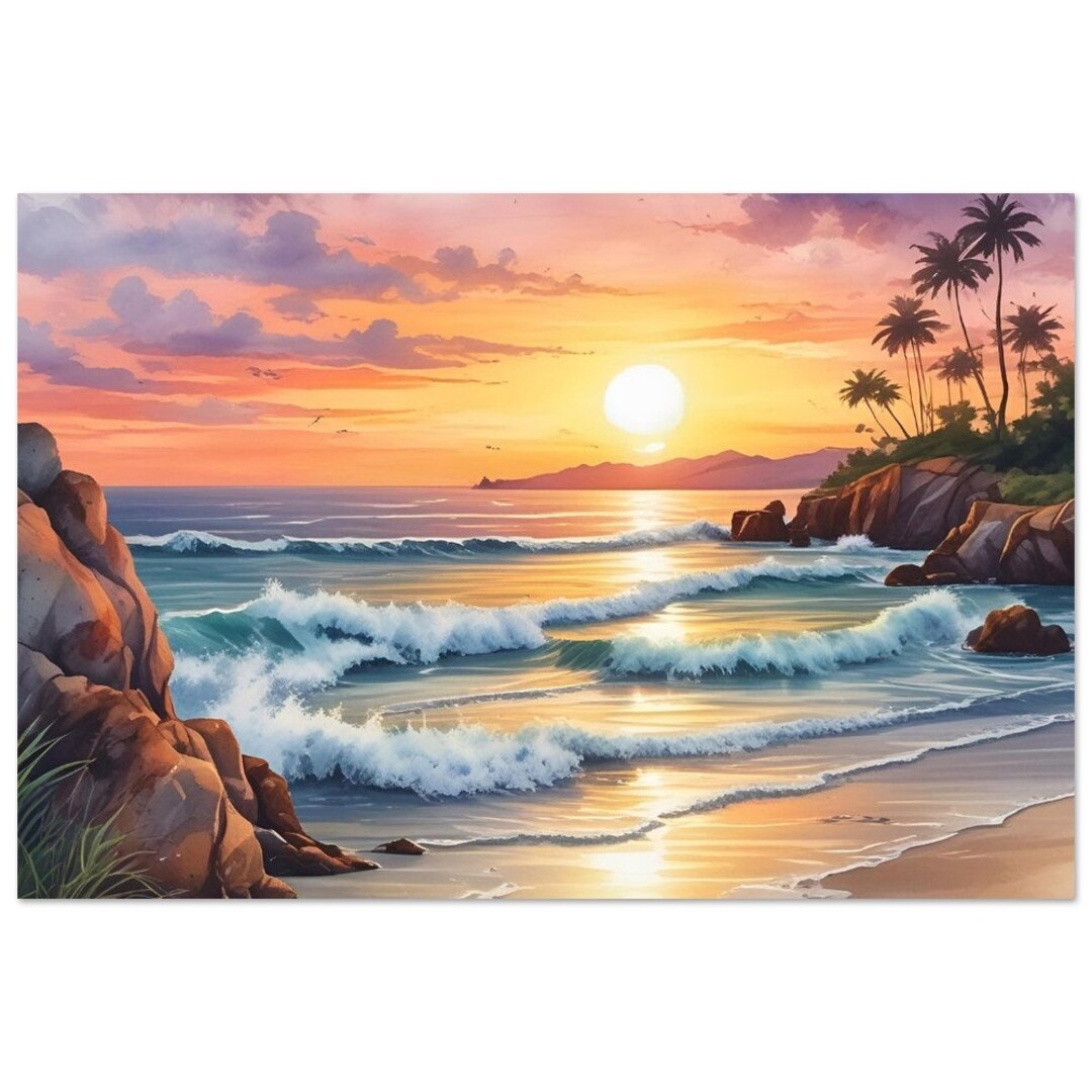 Beach Sunset Light Foam Landscape - Etsy