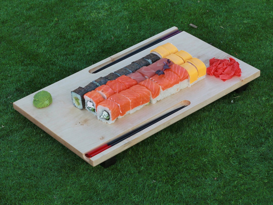 Handcrafted Wooden Sushi Board, Couple Sizes - Maple Wood, Sushi Tray ...