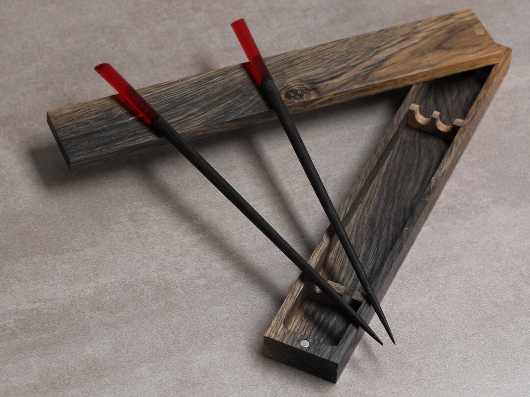 Origin Wooden Chopsticks Set Shrapnel Oak Case, Chopsticks With Epoxy ...