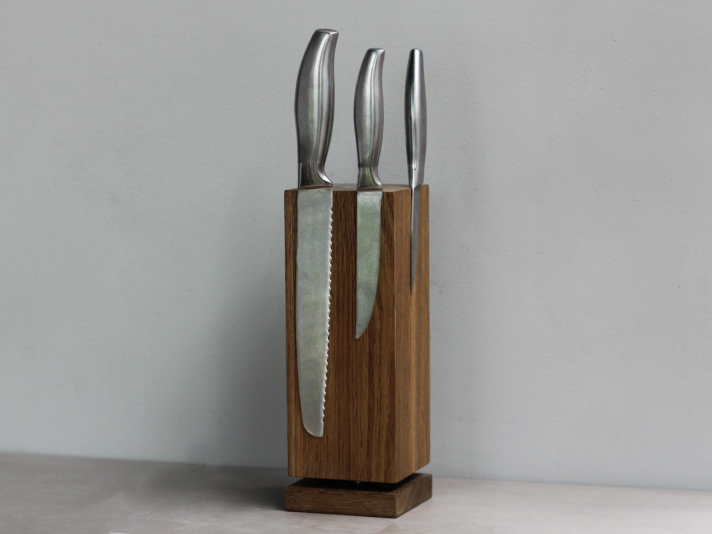 Rotating Knife Magnetic Block, Wooden Knife Holder, Knife Magnetic ...