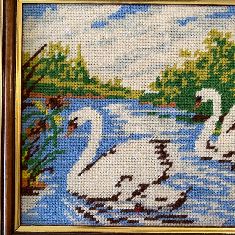 Adorable Framed Swan Needlepoint - Etsy