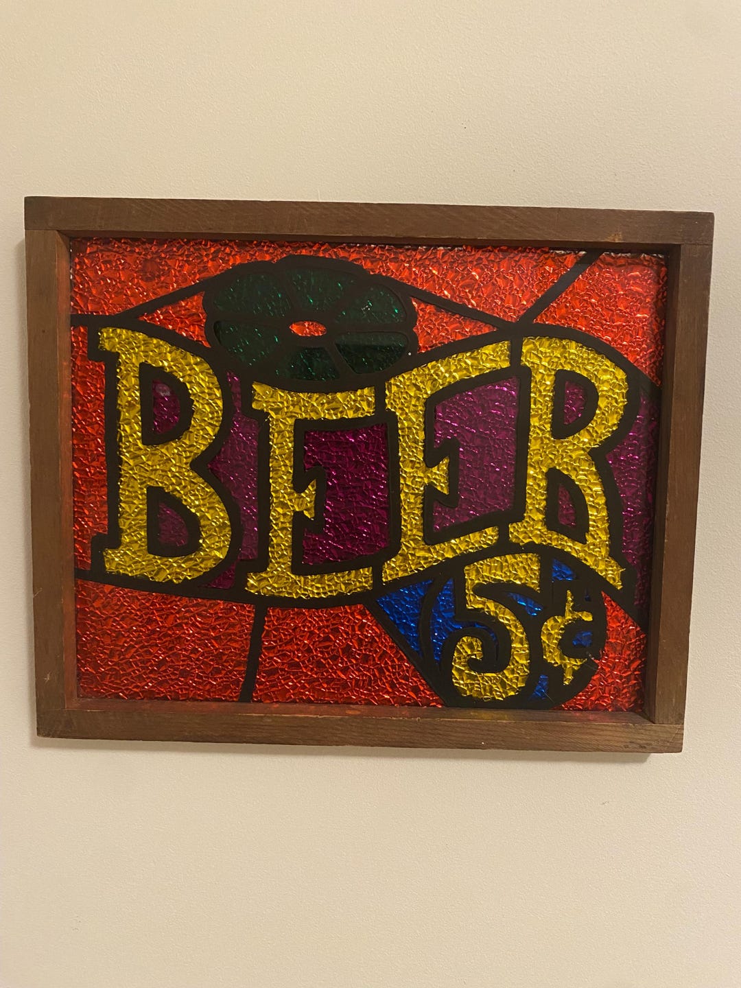 Vintage 1970s Framed Foil Art Beer Sign 5 Cent - Etsy