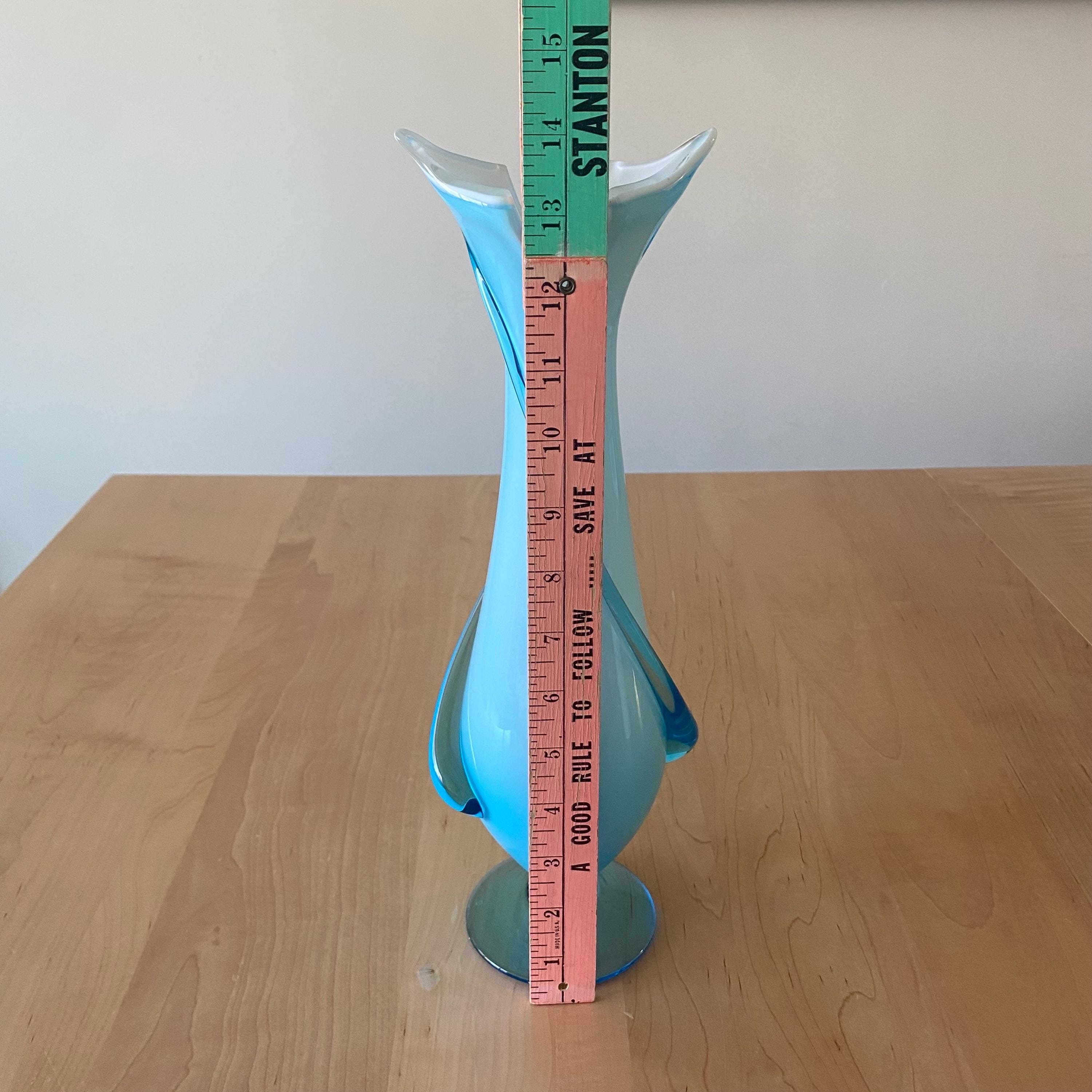 Mid-century Italian Art Glass Vase – Blue & White Cased Glass, Empoli ...