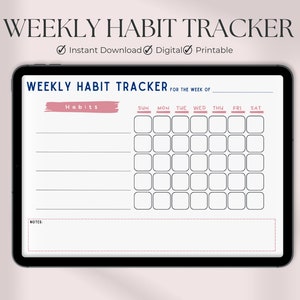 Minimalist Cute Weekly Habit Tracker Printable Template A4 Size PDF ...