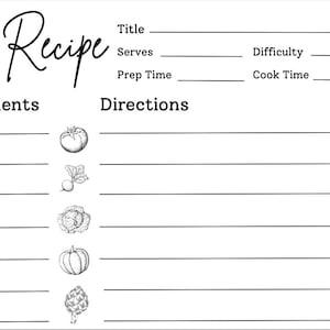 25 Printable Recipe Cards - Etsy
