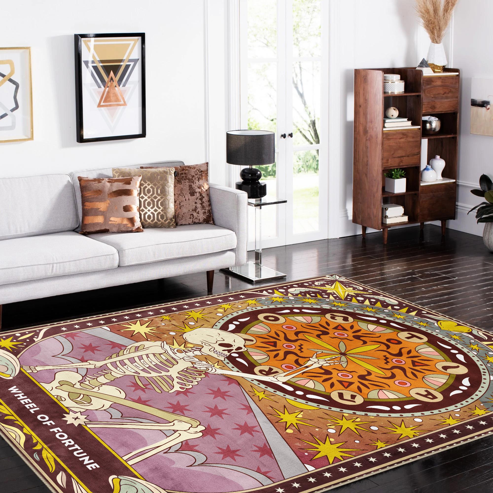 Wheel of Fortune Tarot Card Area Rug, Major Arcana, Tarot Art Rug ...