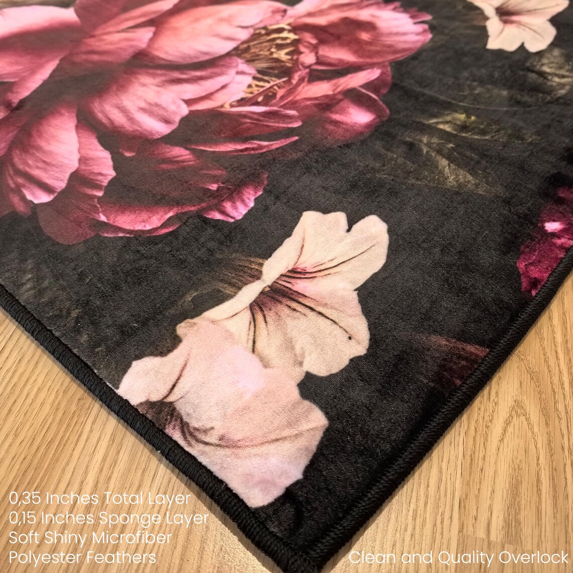 Peony Rose Lily Dahlia Snapdragon and Marigold Flower Pattern Area Rug ...