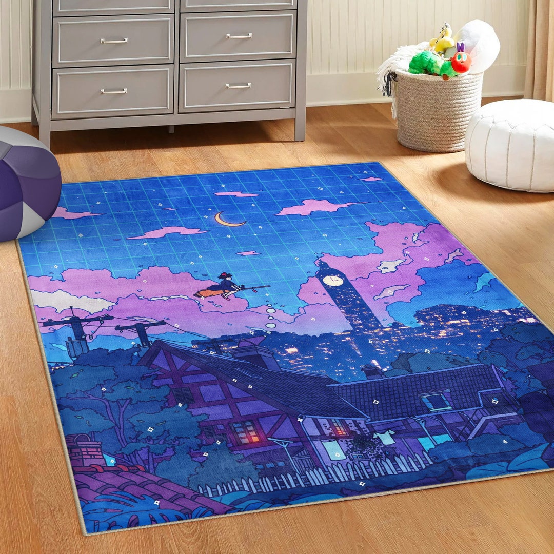 Anime Girl Rug, Japan Anime Rug, Living Room Rug, Manga Decor, Anime ...