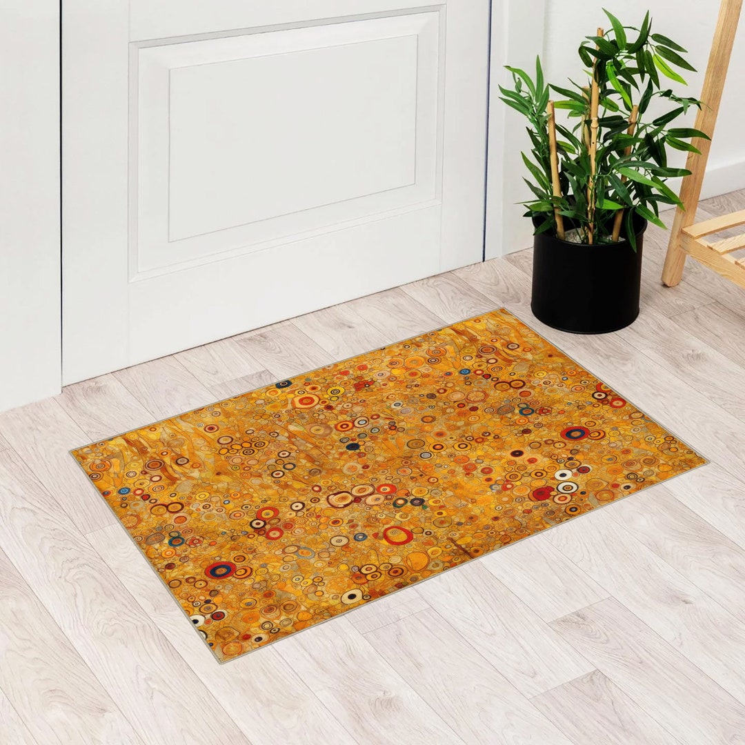 Gustav Klimt Flower Print Rug, Modern Art Area Rug, Abstract Floral ...