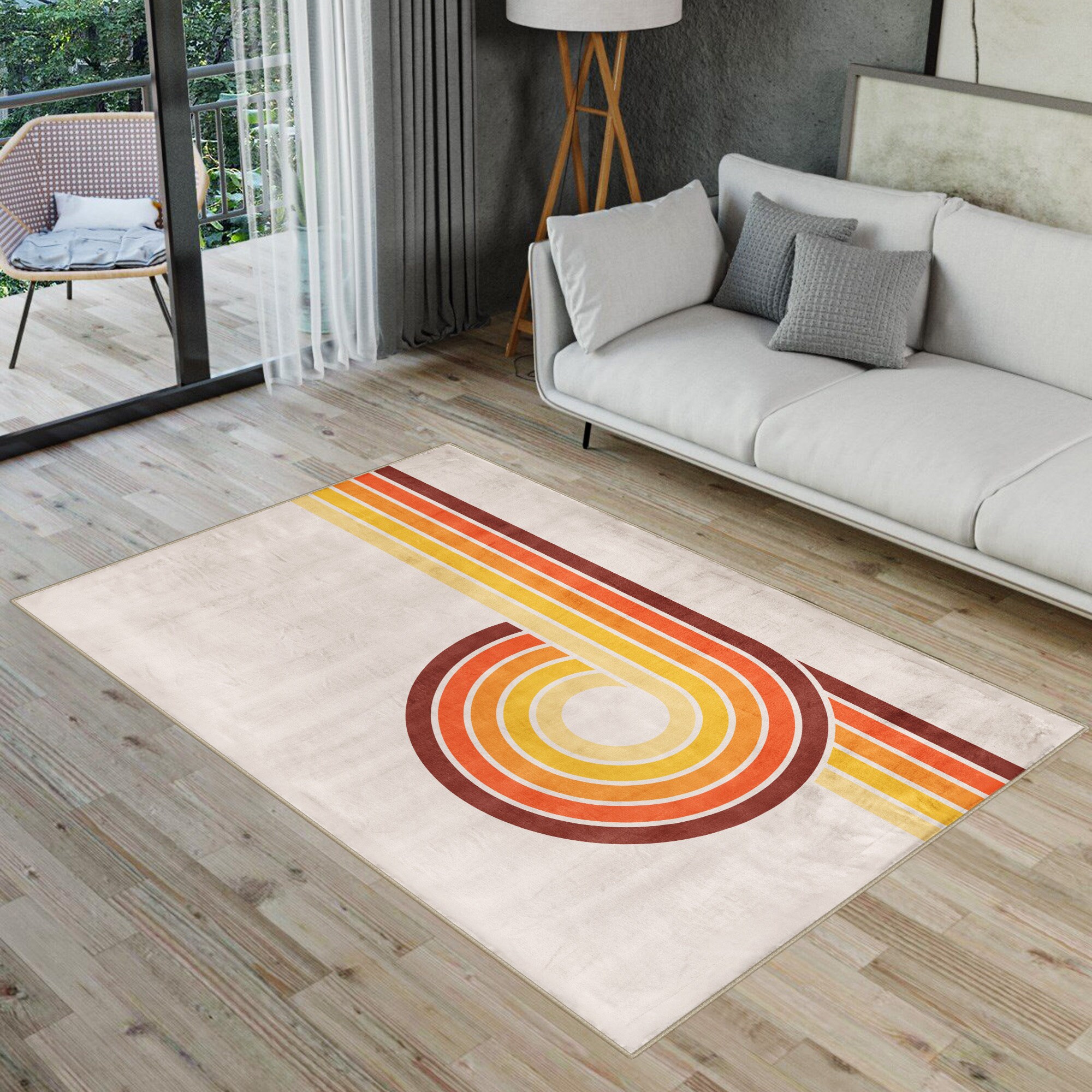 Abstract Mid Century Modern Rug, Custom Washable Rug for Mid Century ...