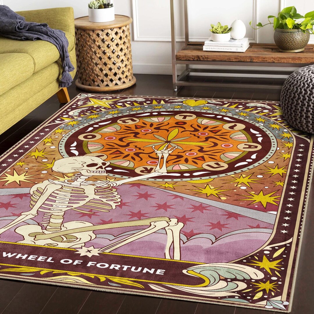Wheel of Fortune Tarot Card Area Rug, Major Arcana, Tarot Art Rug ...