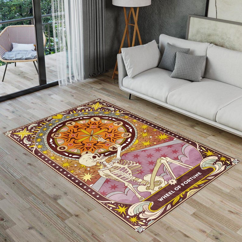 Wheel of Fortune Tarot Card Area Rug, Major Arcana, Tarot Art Rug ...