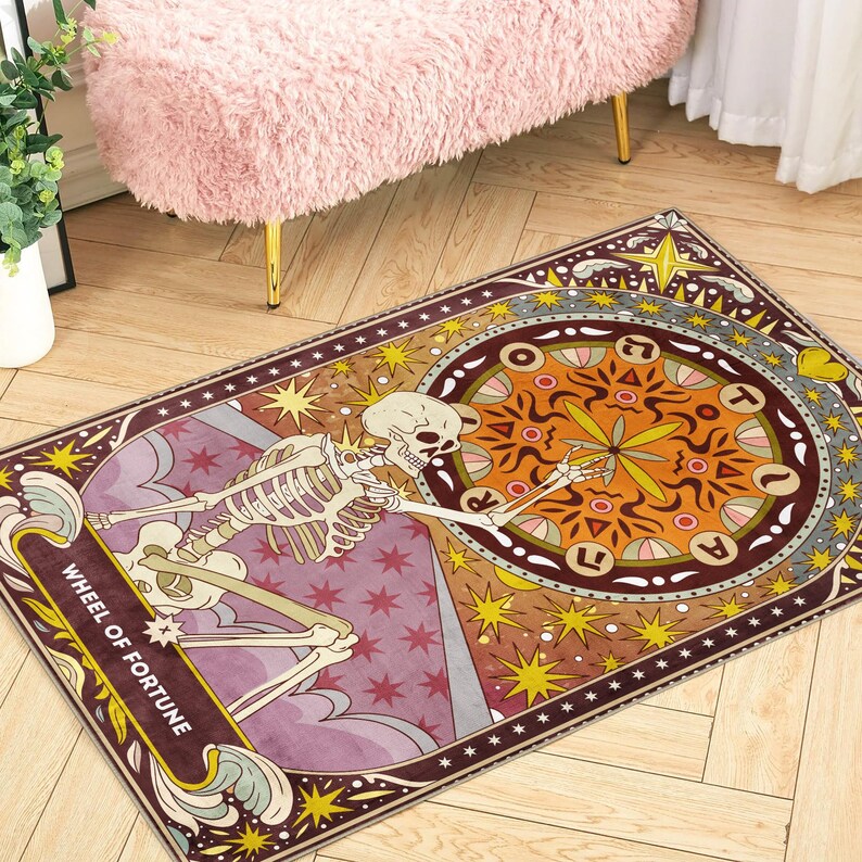 Wheel of Fortune Tarot Card Area Rug, Major Arcana, Tarot Art Rug ...