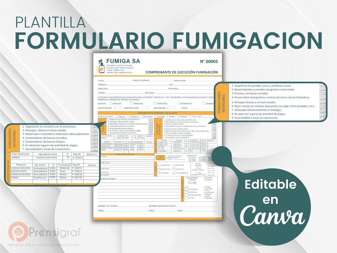 Fumigation Template, Fumigation Form, Fumigation Canva Template ...
