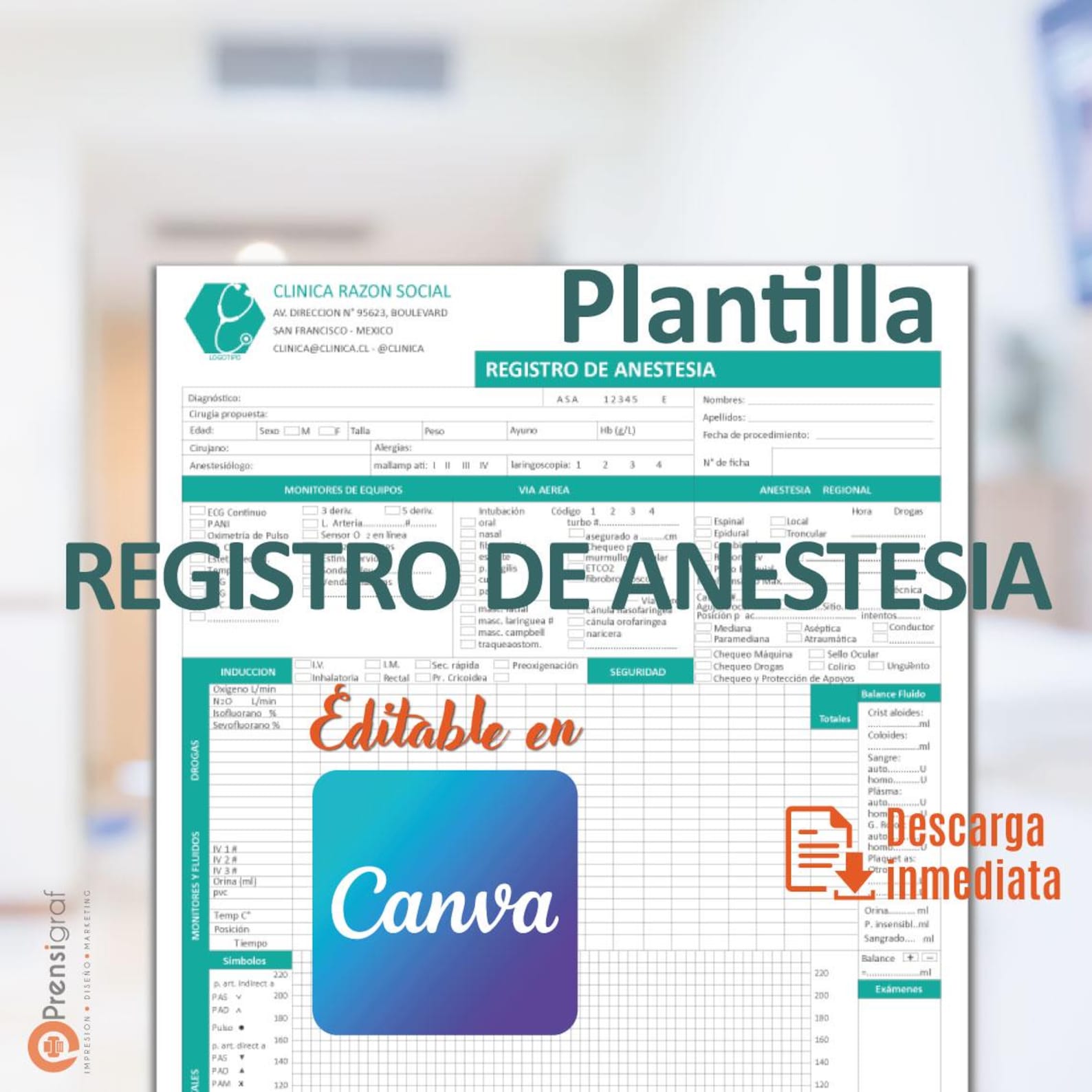 Anesthesia Record Template, Veterinary Anesthesia Log, Surgery ...