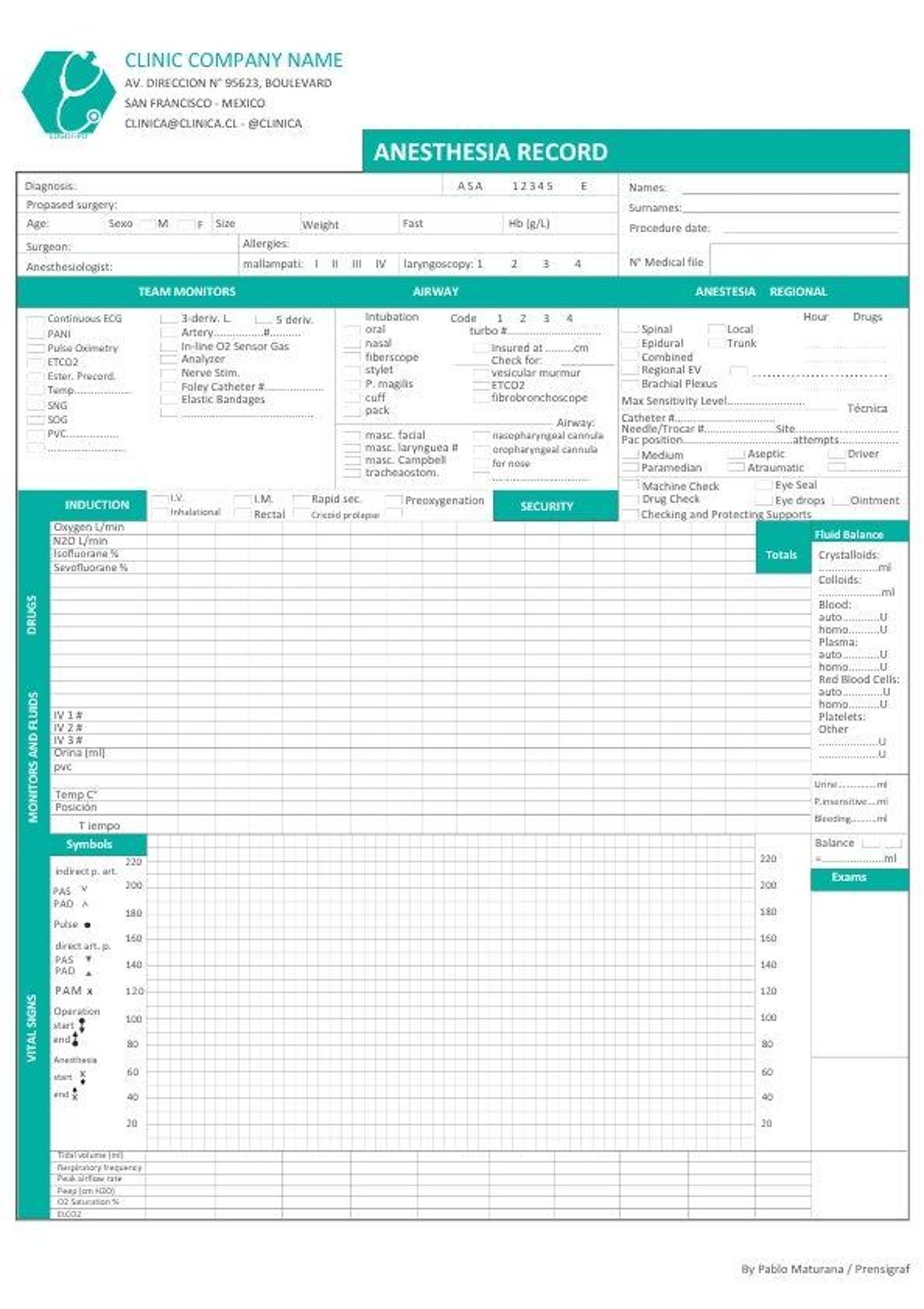 Anesthesia Record Template, Canva Anesthesia Template, Canva Anesthesia, Canva Surgery ...