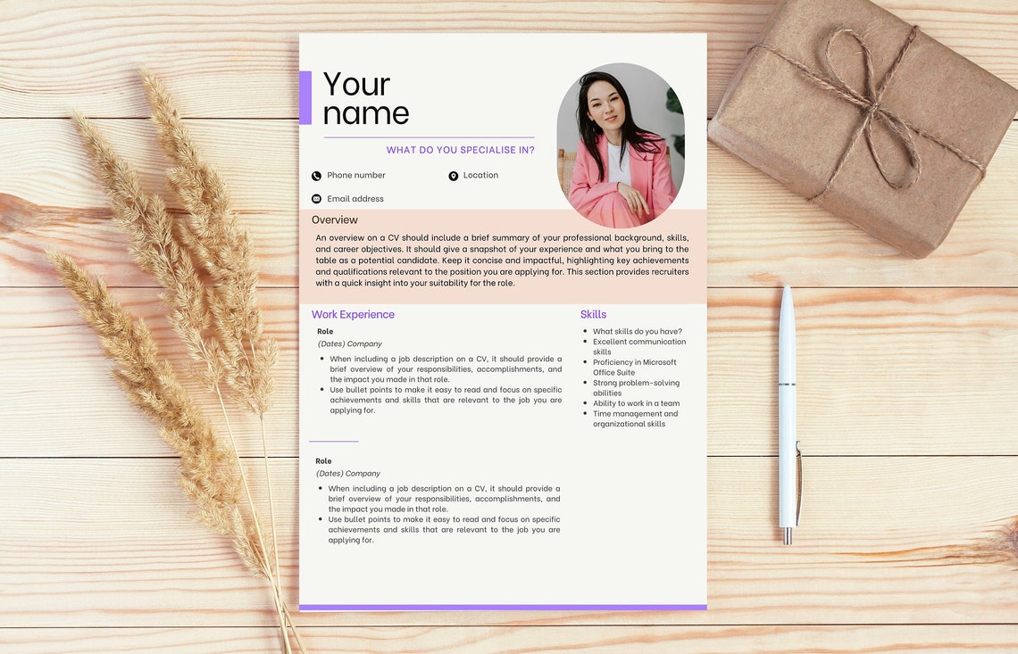 CV TEMPLATE. Professional. Resume Template.pastel. CV Template ...