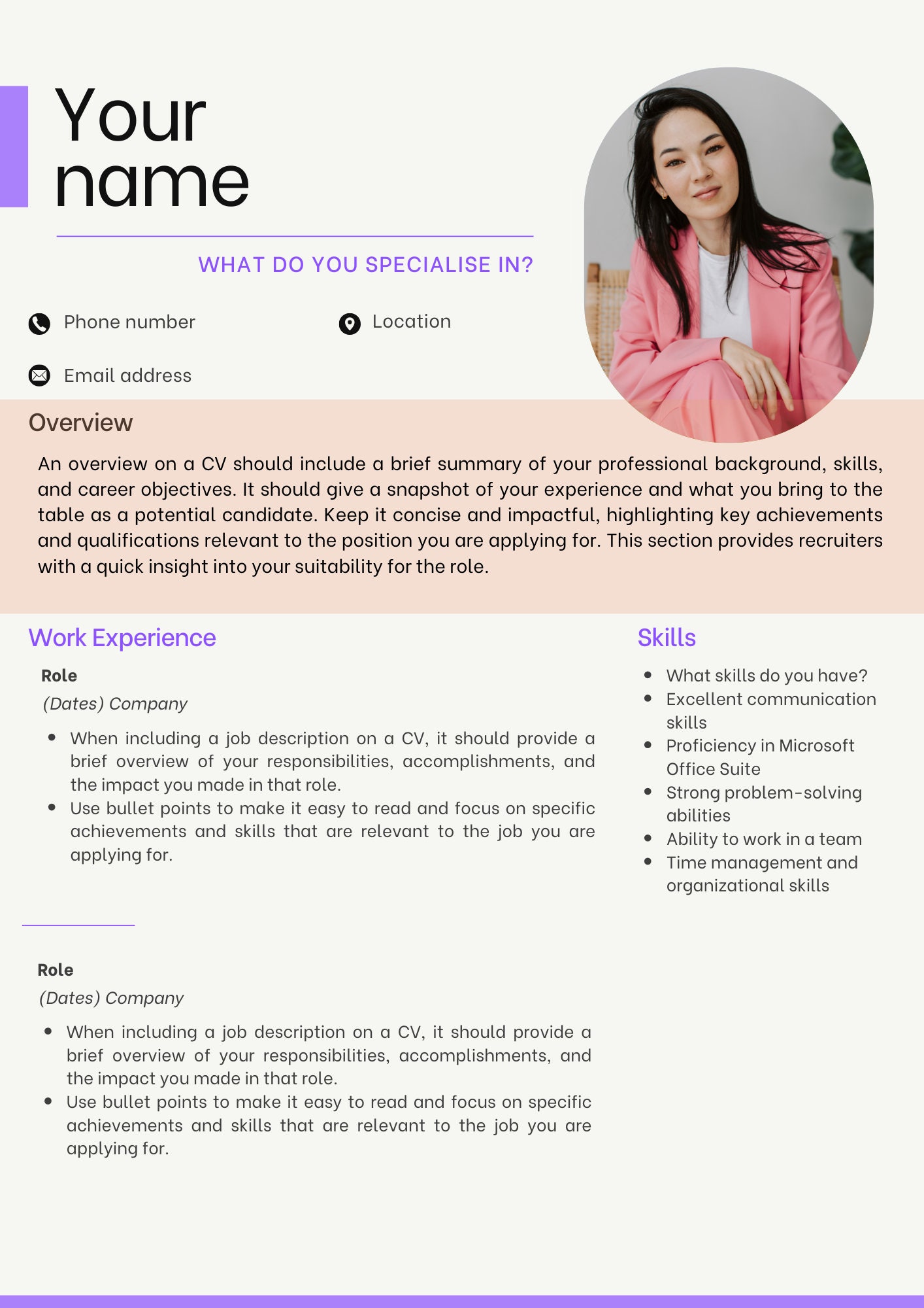 CV TEMPLATE. Professional. Resume Template.pastel. CV Template ...
