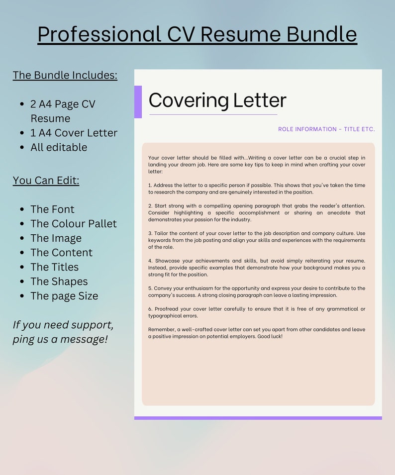CV TEMPLATE. Professional. Resume Template.pastel. CV Template ...