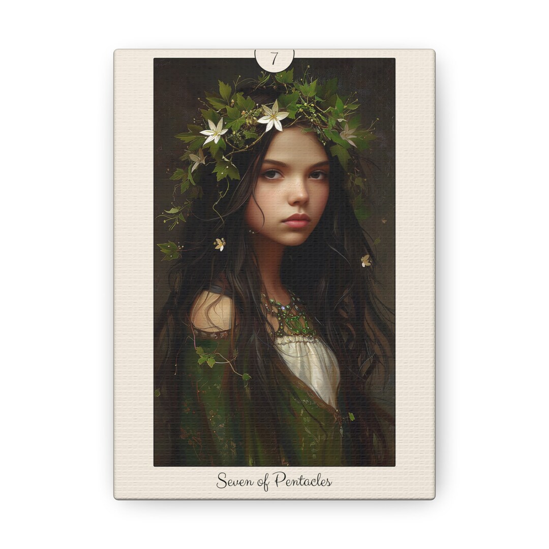 Tarot 'seven of Pentacles' With Border and Title - Gallery Wrapped ...
