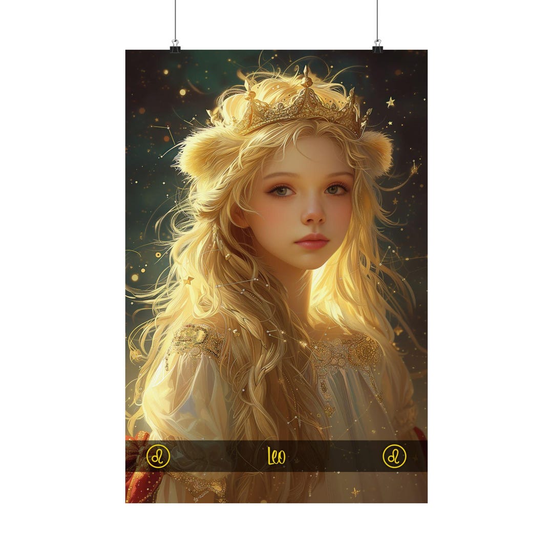 Leo Zodiac Poster With Title Border - Print - Zodiac Series Art Print ...