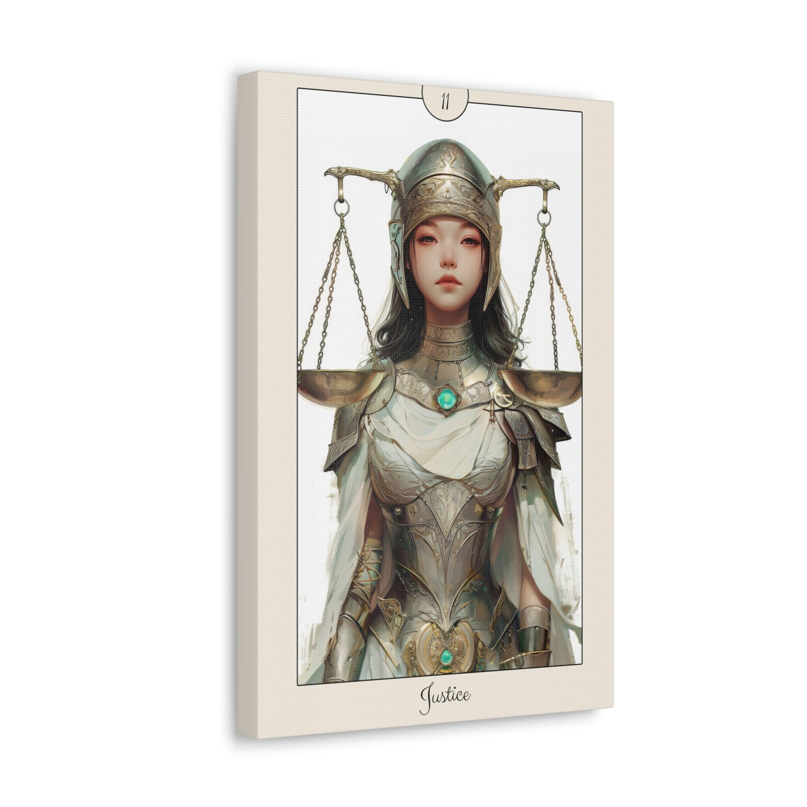 Tarot 'justice' With Border and Title - Gallery Wrapped Canvas Print ...