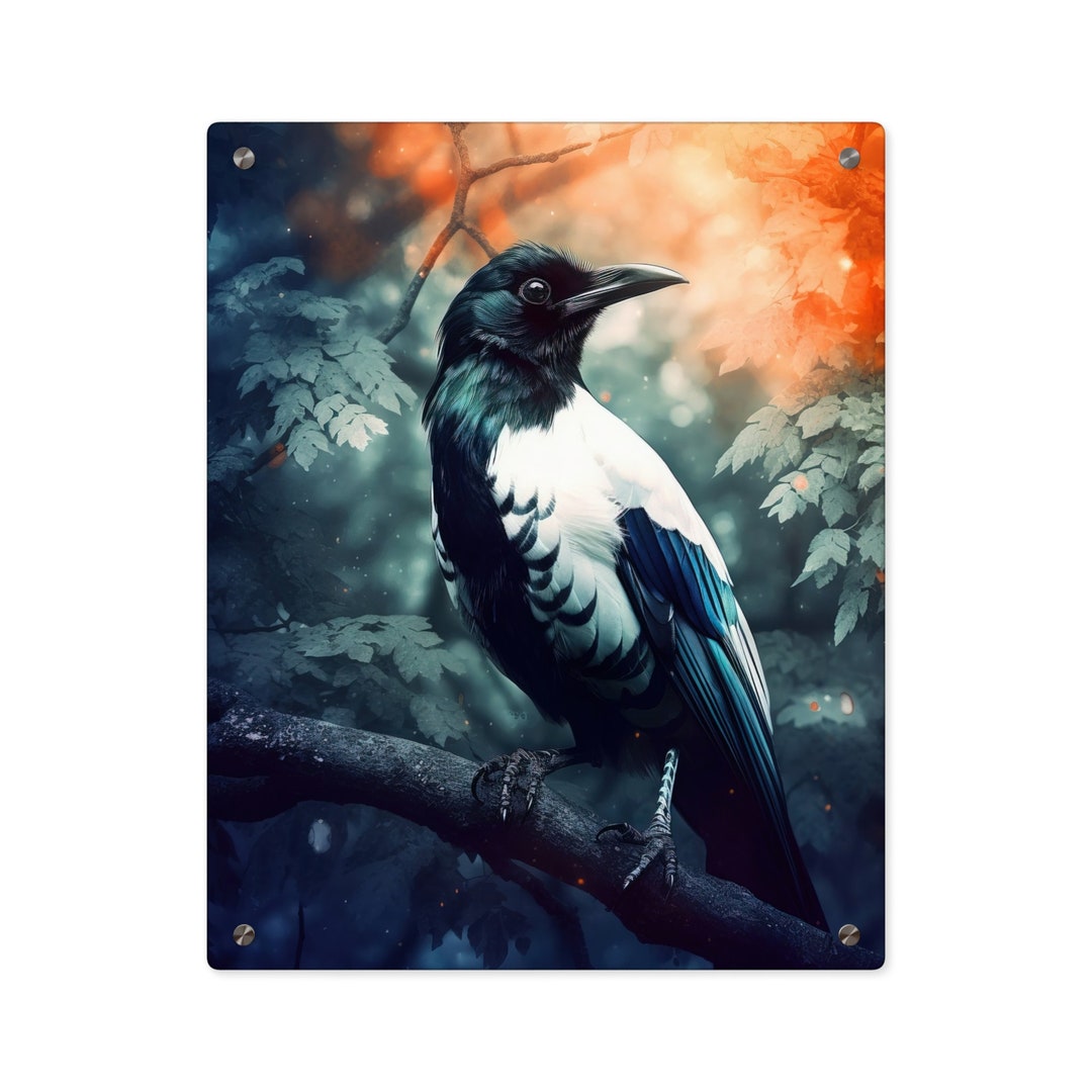 Cosmic Animal 'magpie' Acrylic Wall Art Panel - Ready to Hang Acrylic ...
