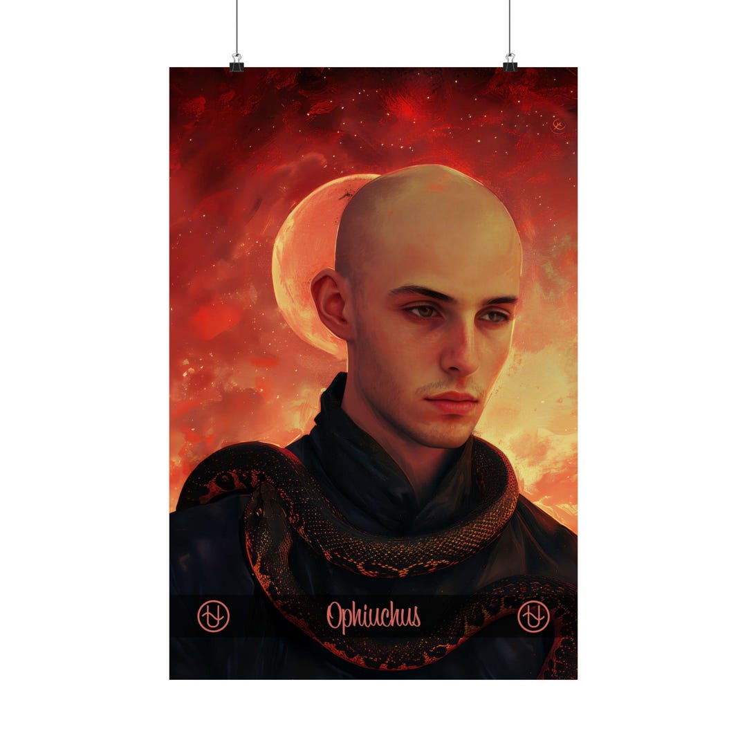 Ophiuchus Zodiac Poster With Title Border - Print - Zodiac Series Art ...