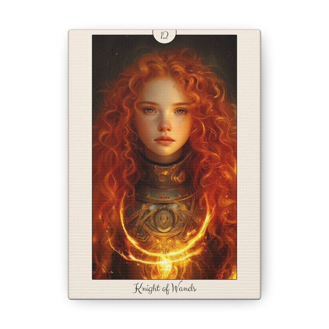 Tarot 'knight of Wands' With Border and Title - Gallery Wrapped Canvas ...