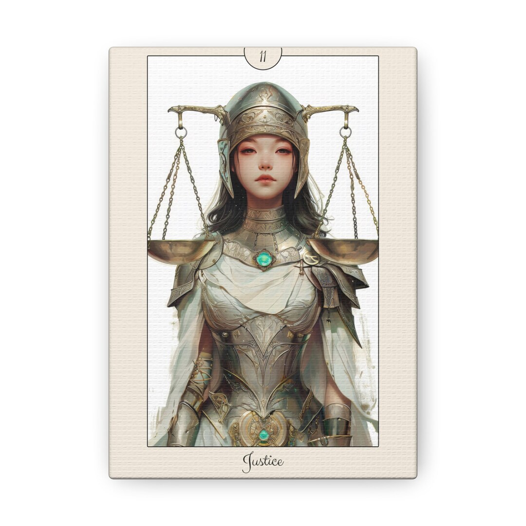 Tarot 'justice' With Border and Title - Gallery Wrapped Canvas Print ...