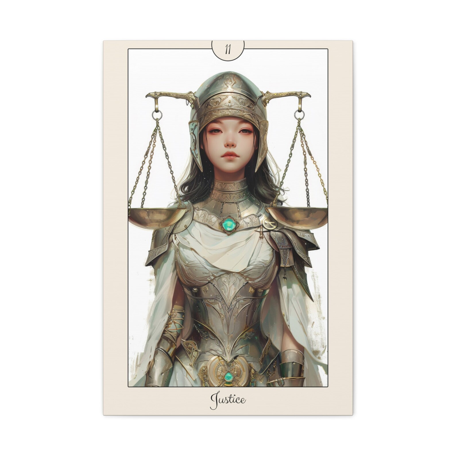 Tarot 'justice' With Border and Title - Gallery Wrapped Canvas Print ...