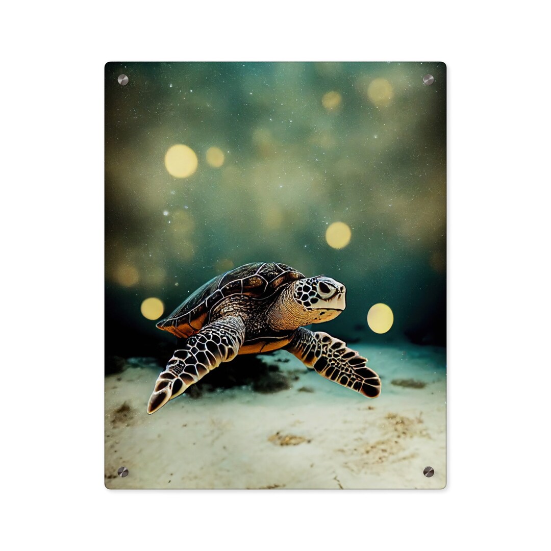 Cosmic Animal 'sea Turtle' Acrylic Wall Art Panel - Ready to Hang ...