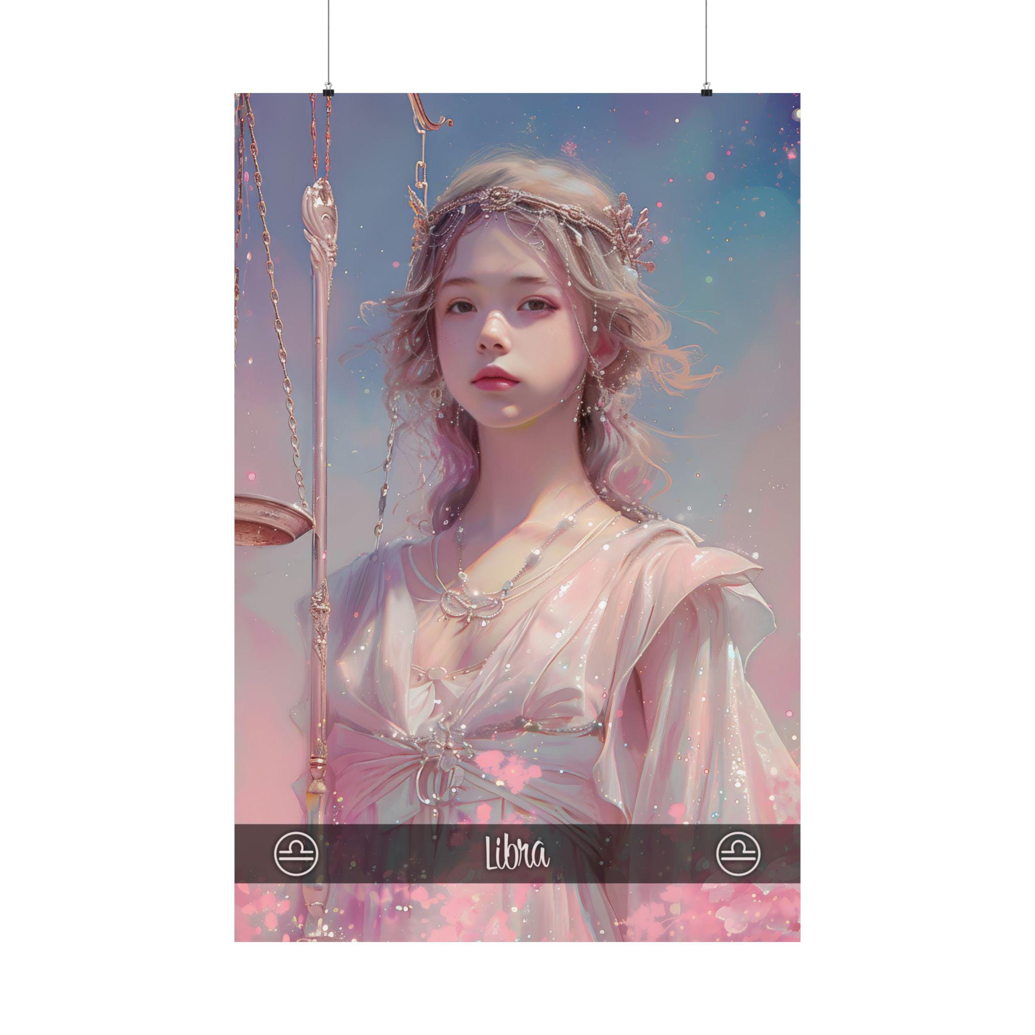 Libra Zodiac Poster With Title Border - Print - Zodiac Series Art Print ...