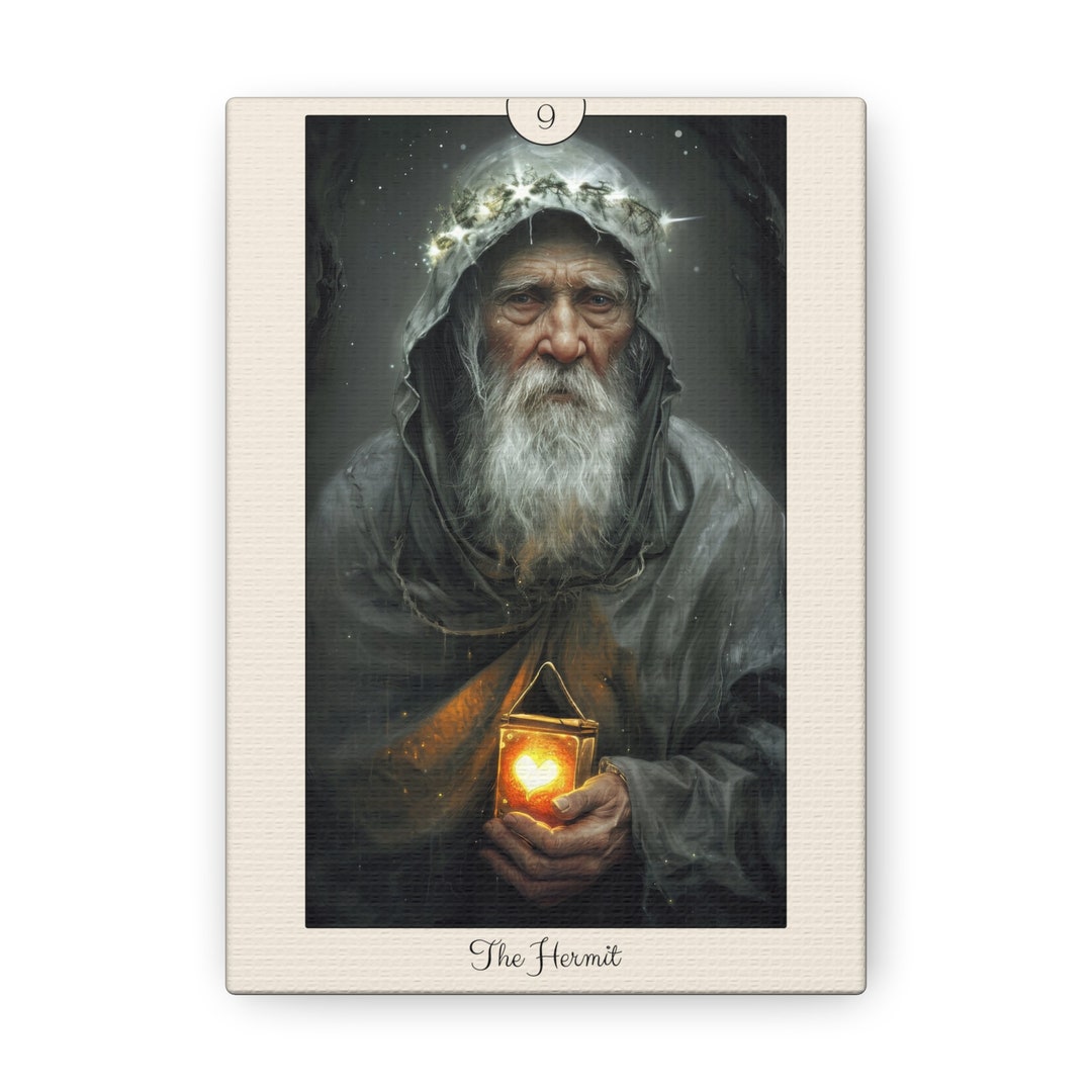 Tarot 'the Hermit' With Border and Title - Gallery Wrapped Canvas Print ...