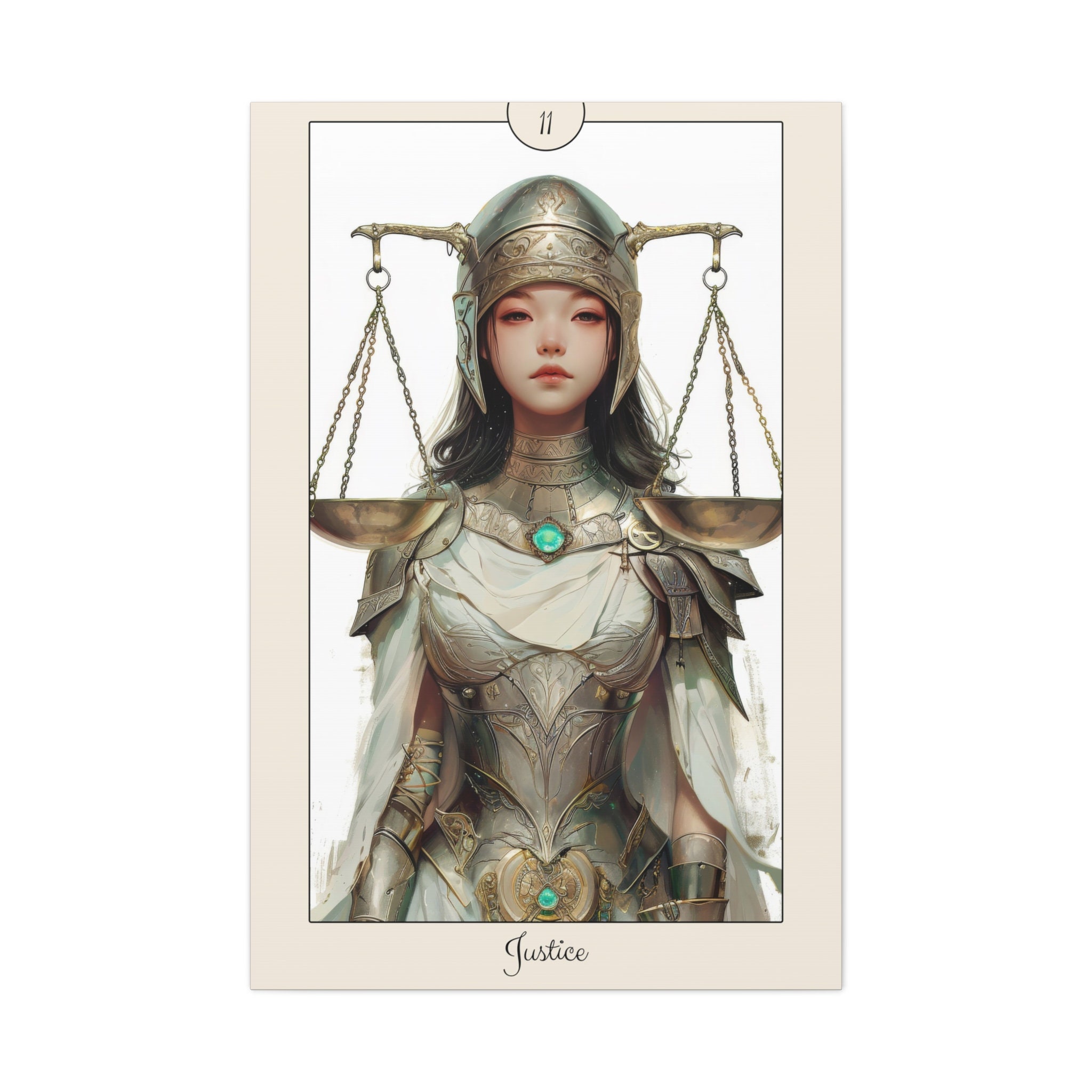 Tarot 'justice' With Border and Title - Gallery Wrapped Canvas Print ...