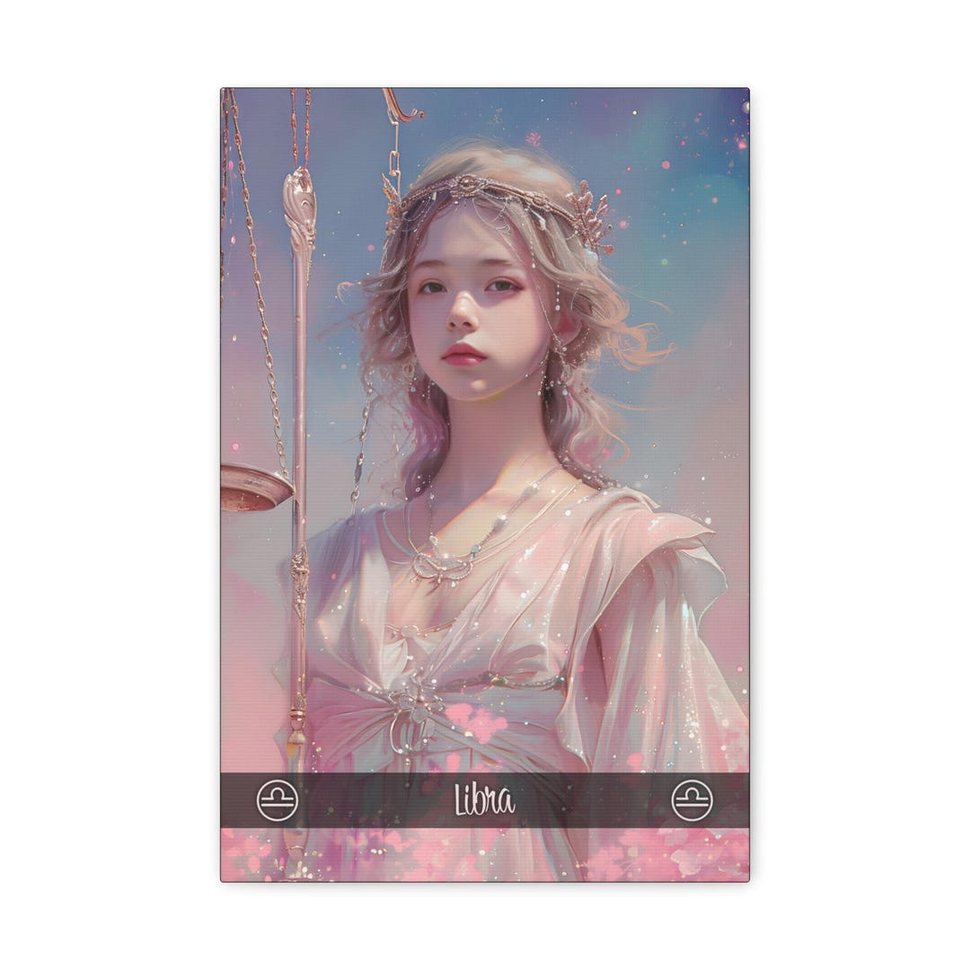 Libra Zodiac Canvas With Zodiac Title - Gallery Wrapped Canvas Print ...