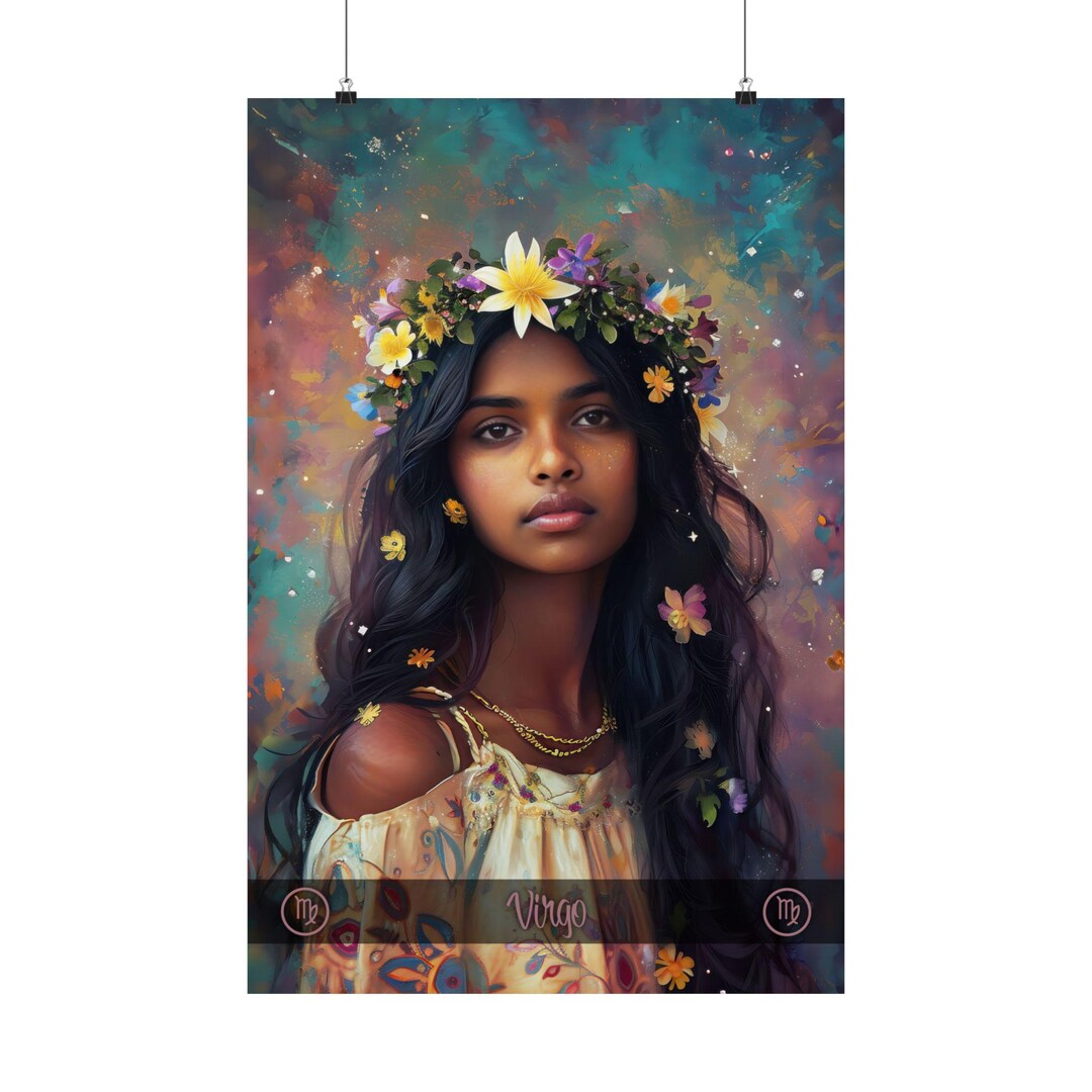 Virgo Zodiac Poster With Title Border - Print - Zodiac Series Art Print ...