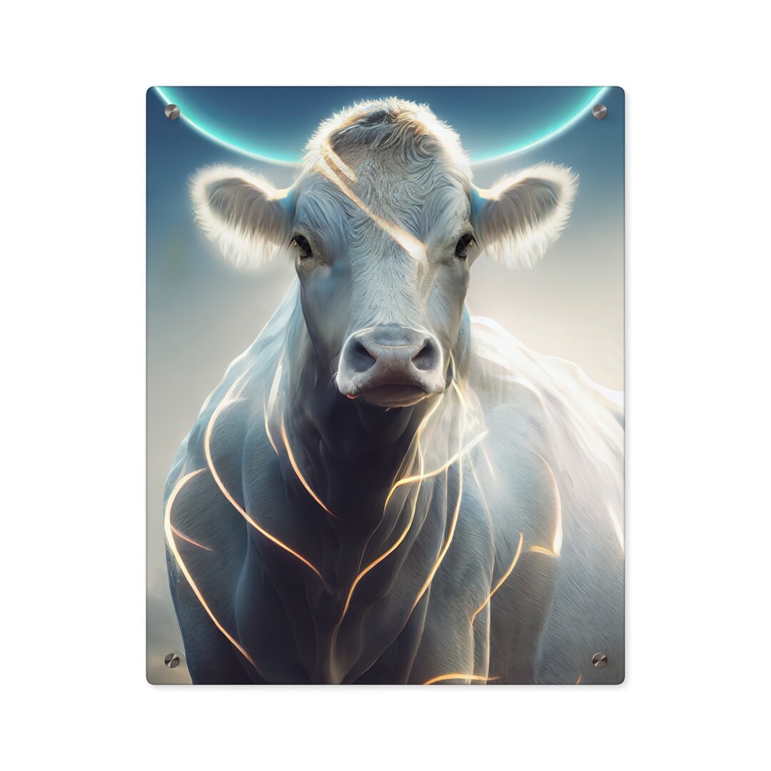 Cosmic Animal 'cow' Acrylic Wall Art Panel - Ready to Hang Acrylic ...