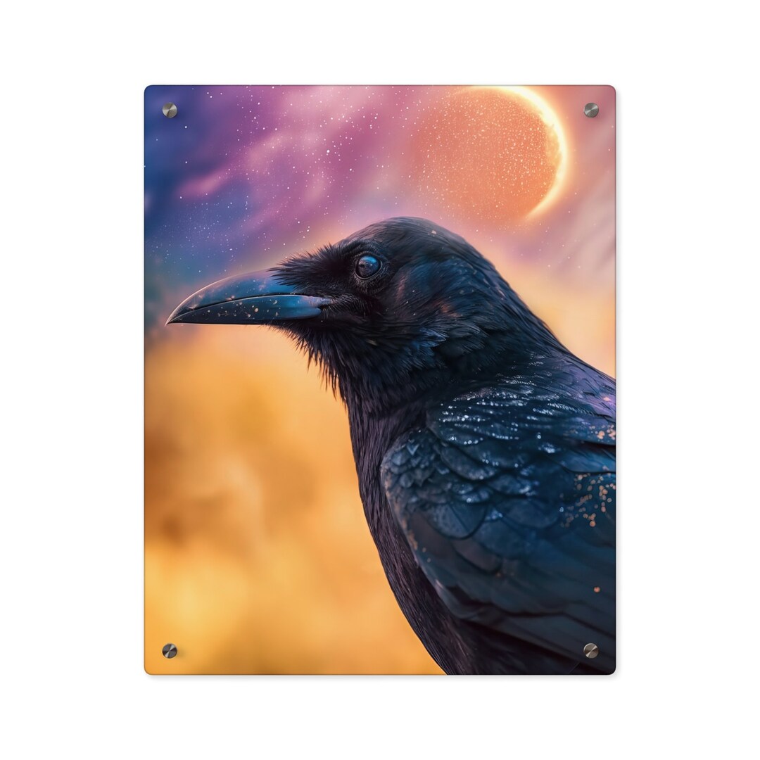 Cosmic Animal 'crow' Acrylic Wall Art Panel - Ready to Hang Acrylic ...