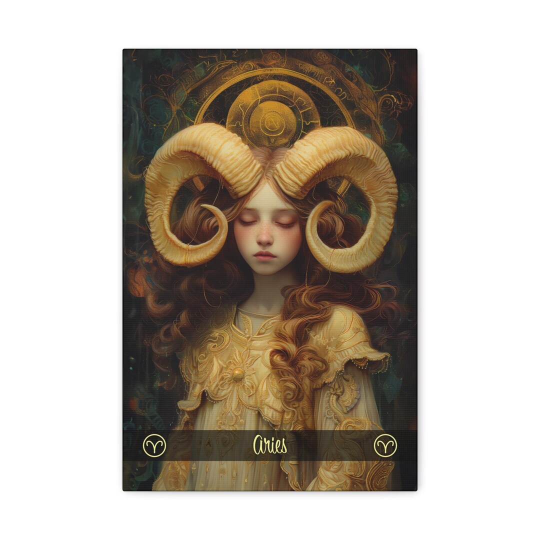 Aries Zodiac Canvas With Title Gallery Wrapped Canvas Print Zodiac ...