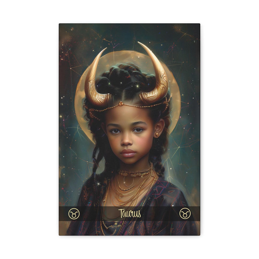 Taurus Zodiac Canvas With Zodiac Title Gallery Wrapped Canvas Print ...