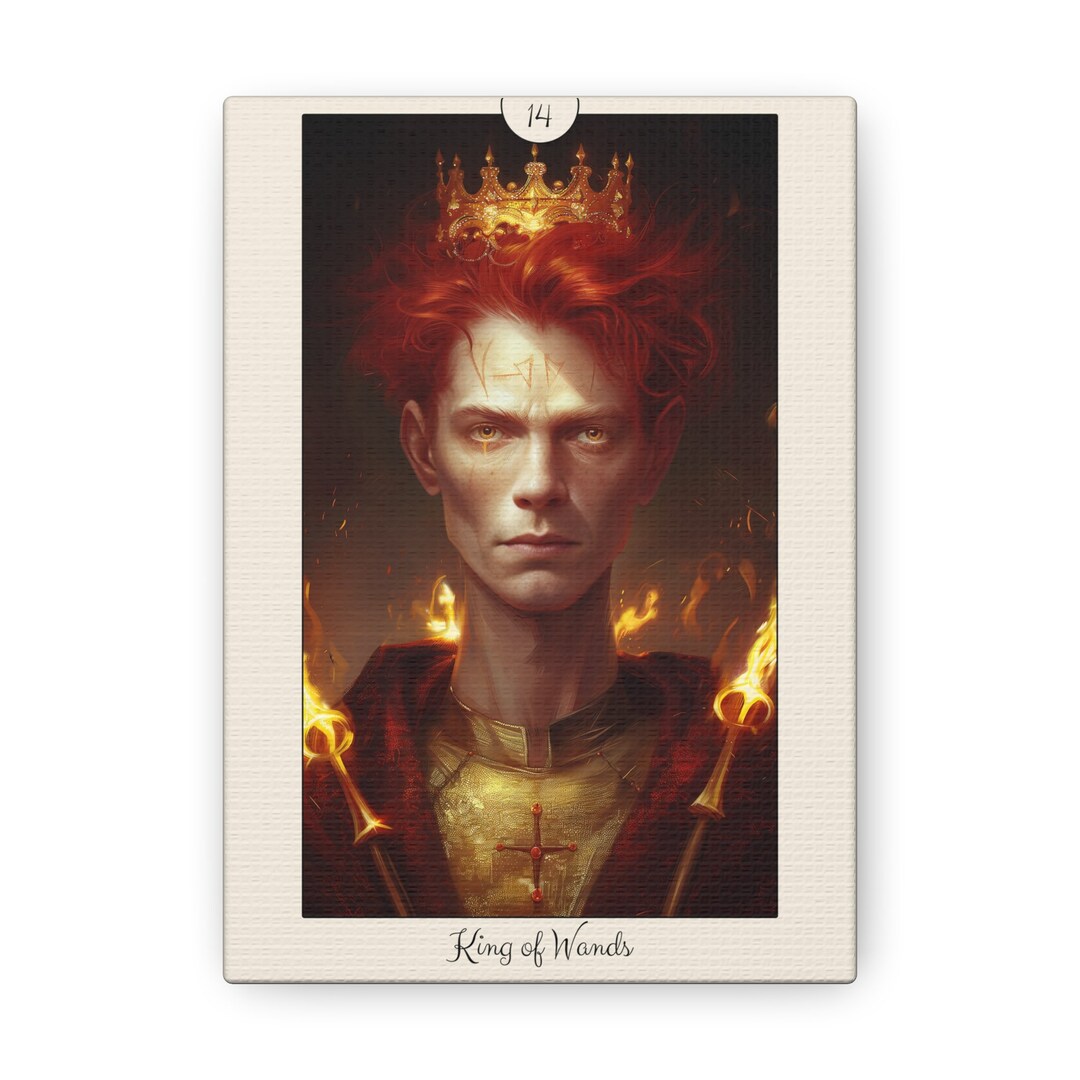 Tarot 'king of Wands' With Border and Title - Gallery Wrapped Canvas ...
