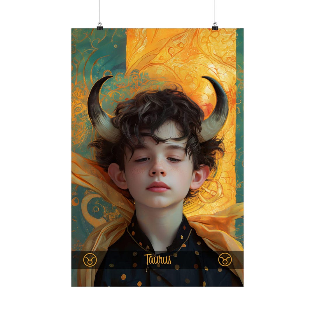 Taurus Zodiac Poster With Title Border Print Zodiac Series Art Print ...