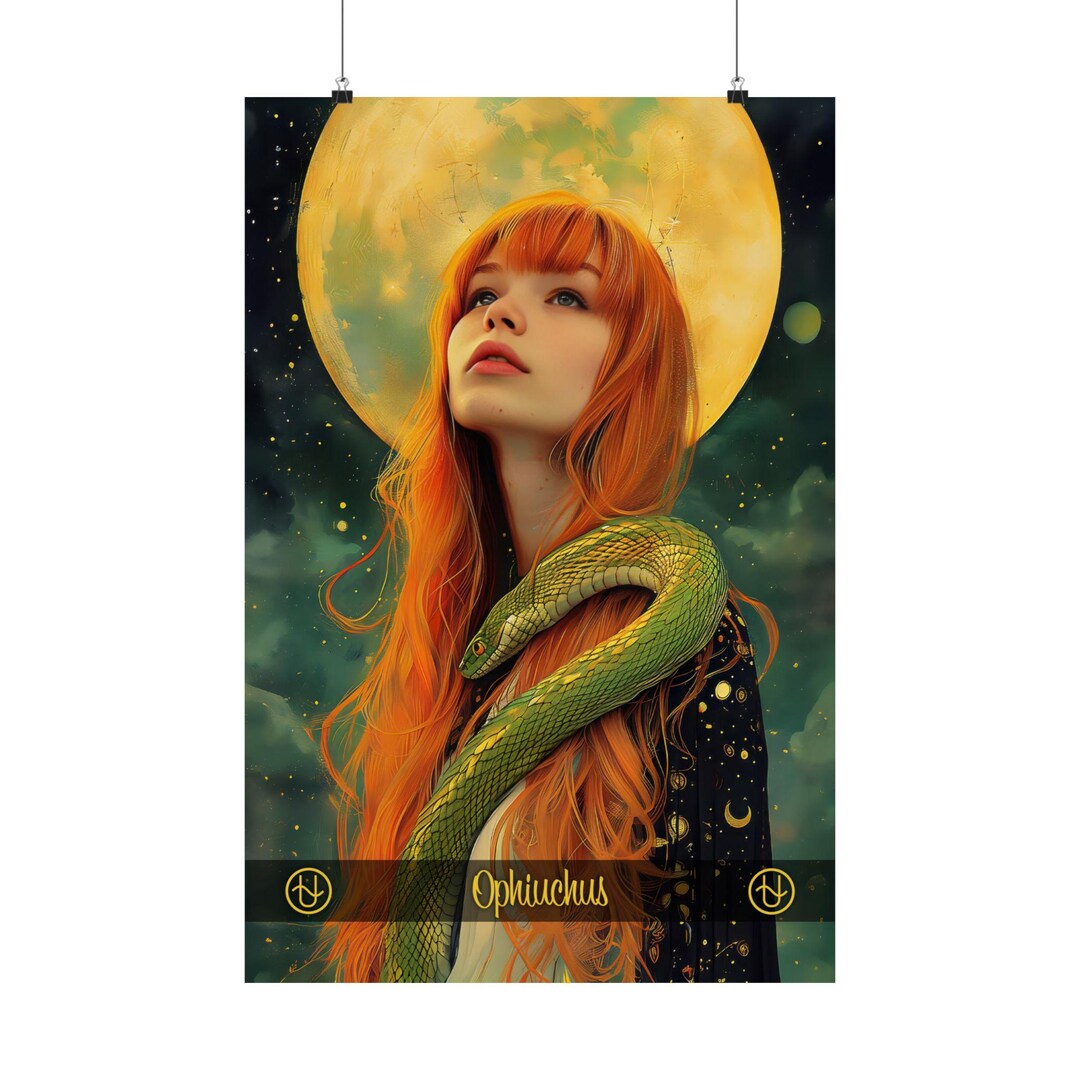 Ophiuchus Zodiac Poster With Title Border - Print - Zodiac Series Art ...