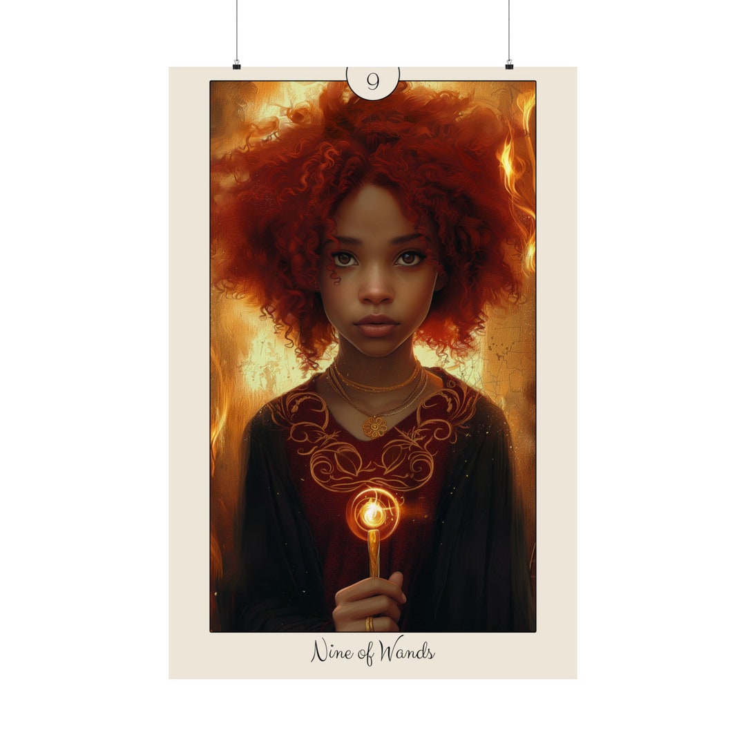 Tarot 'nine of Wands' With Tarot Border - Poster Print - Tarot Card ...