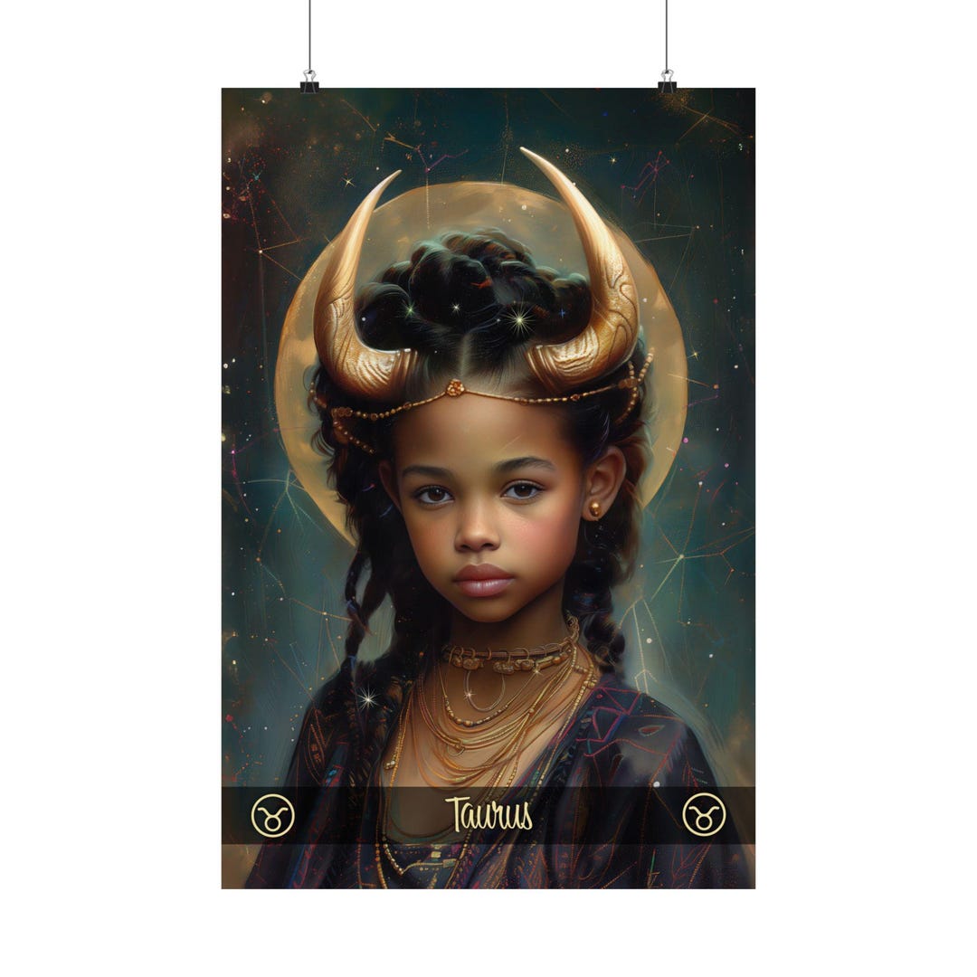 Taurus Zodiac Poster With Title Border Print Zodiac Series Art Print ...