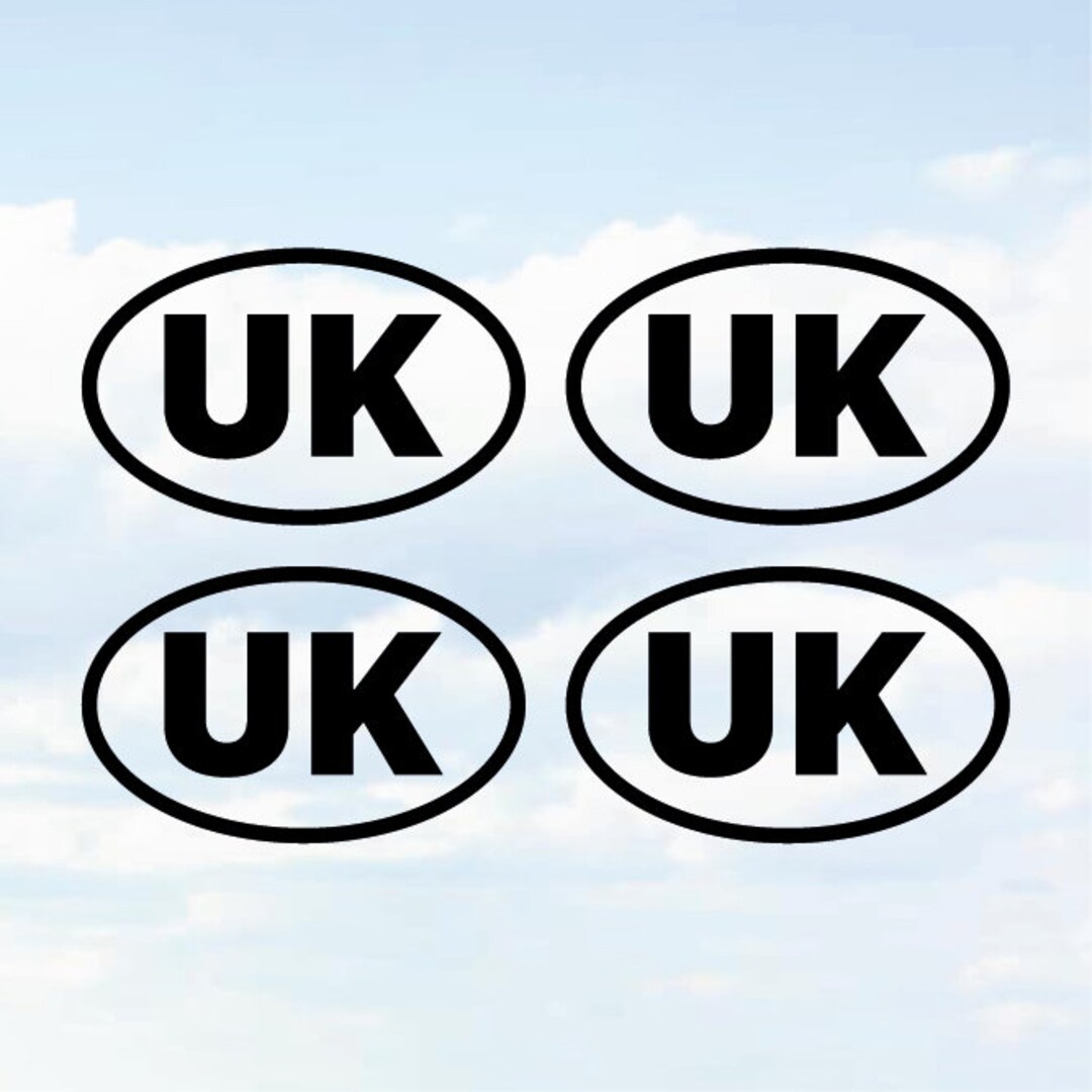 4 X Small UK Car Stickers Black OR White Oval Self-adhesive New Vinyl ...