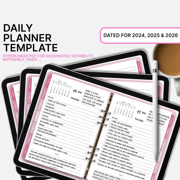 Digital Planner 2024 2025 Mid Year Digital Planner Landscape, Dated ...