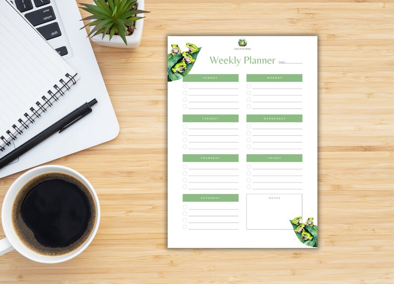 Weekly Planner Printable Frog Minimal Weekly Schedule Template Weekly ...