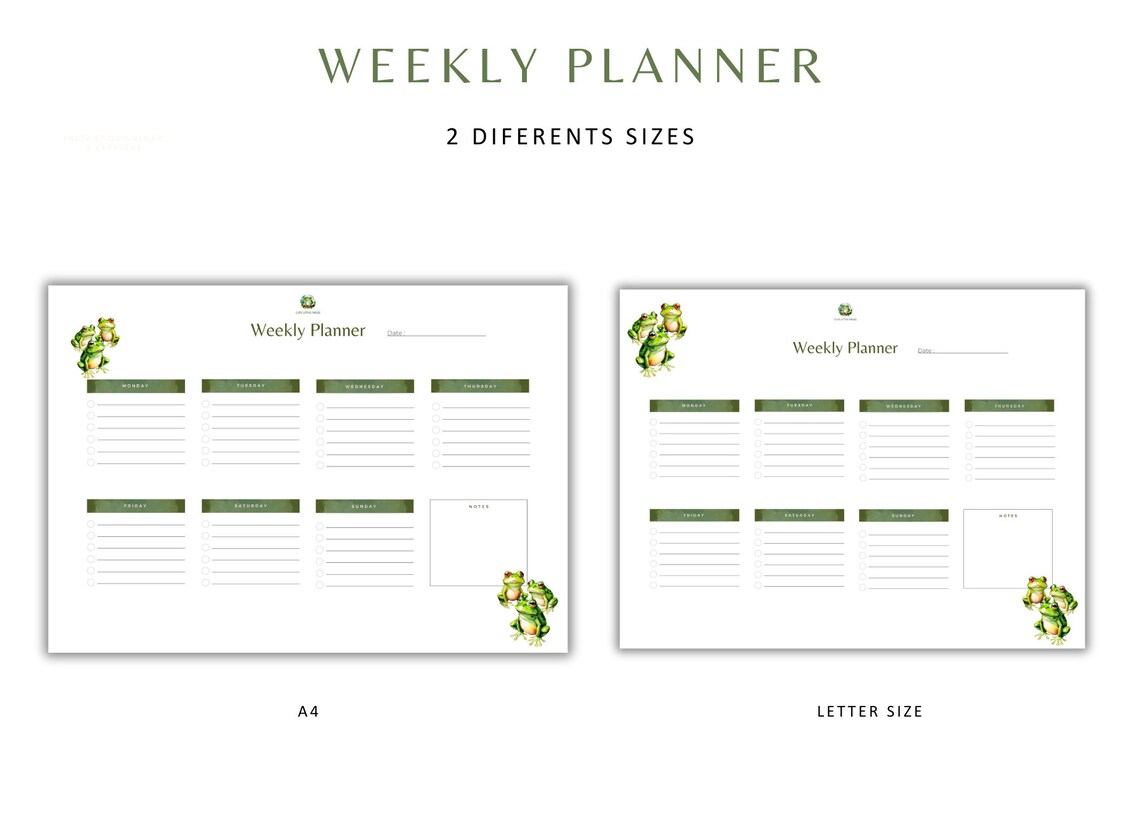 Weekly Planner Frog Week Planner Template Undated Weekly Goodnote ...